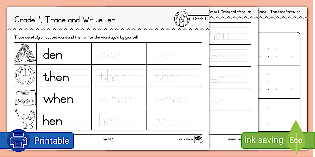 Grade 1 -en Trace and Write (teacher made) - Twinkl