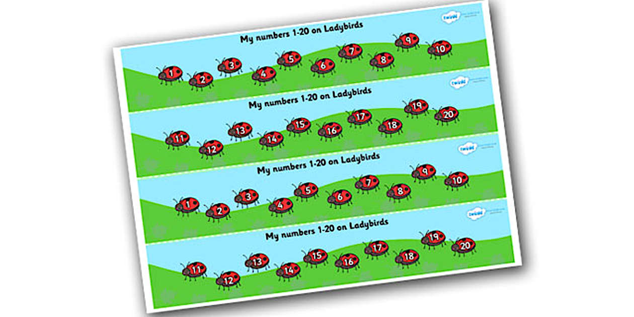 1-20 on Ladybirds Number Strips (professor feito) - Twinkl