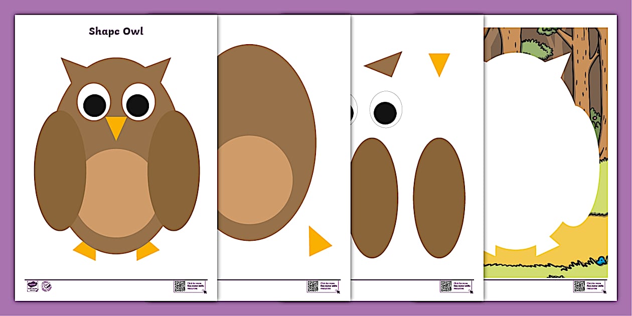 2D Shape Owl Cutting Skills Activity - - Twinkl