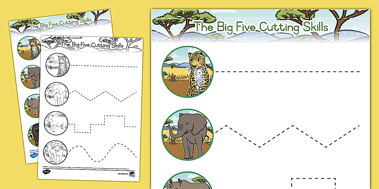 The Big Five Cutting Skills Activity (teacher made) - Twinkl
