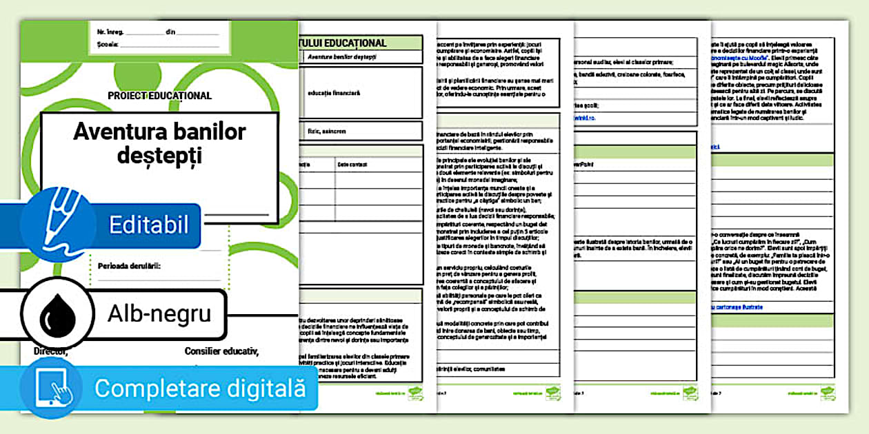 Proiect educațional la clasă: Educație financiară – Model