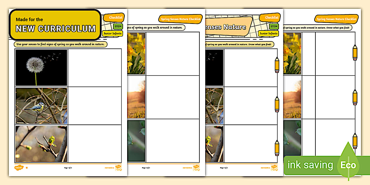 Spring Senses Differentiated Nature Checklist - Twinkl