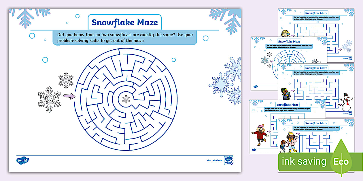 Snowflake Maze Activity Worksheets (teacher made) - Twinkl