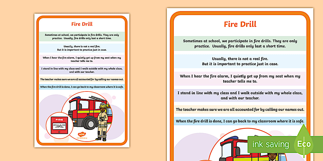 SA Fire Drill Social situations Poster - Twinkl