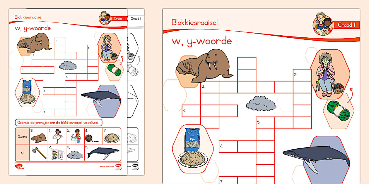Graad 1 Klanke Blokkiesraaisel w, y (teacher made) - Twinkl