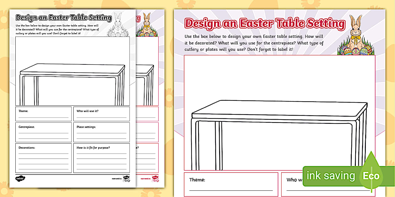 Design an Easter Table Setting Worksheet