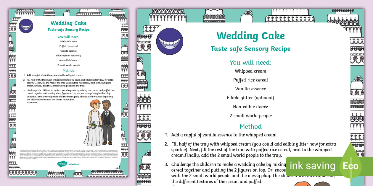 Wedding Cake Edible Sensory Recipe (teacher made) - Twinkl