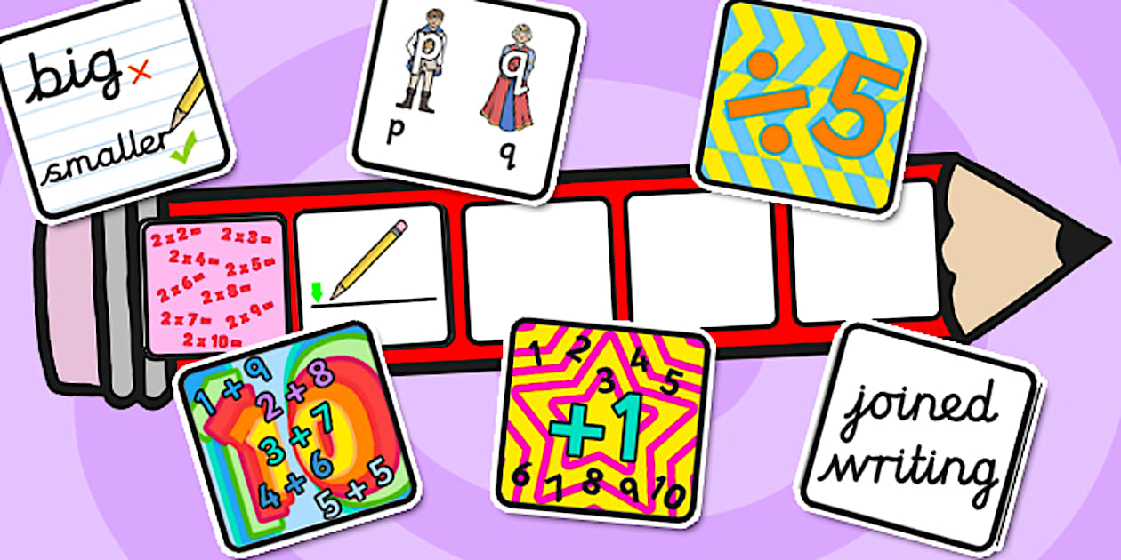 Literacy and Numeracy Targets on Pencils - Twinkl