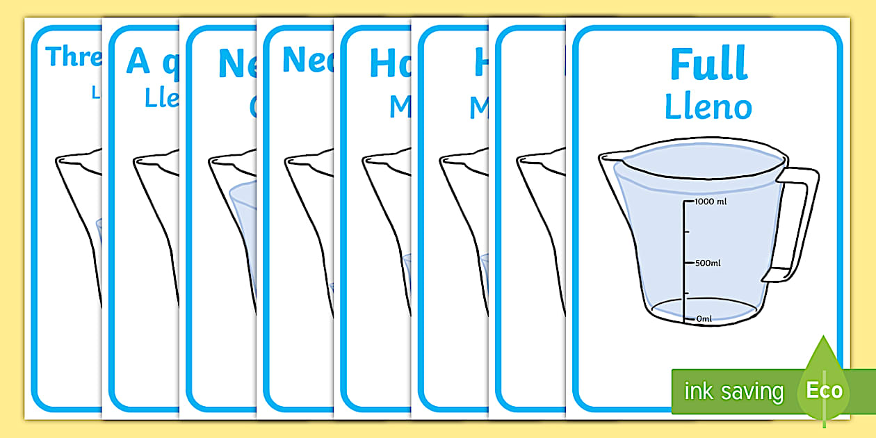 Capacity (Jugs) A4 Display Poster English/Spanish - Twinkl