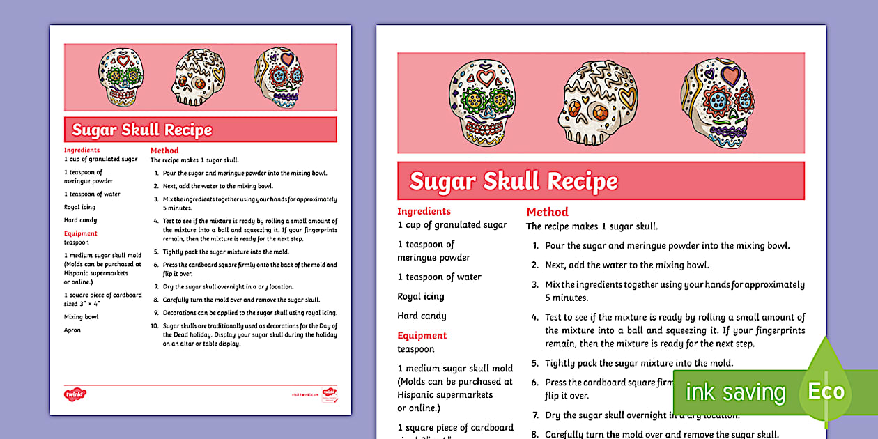 Sugar Skull Recipe | Teaching Resource | Twinkl USA - Twinkl