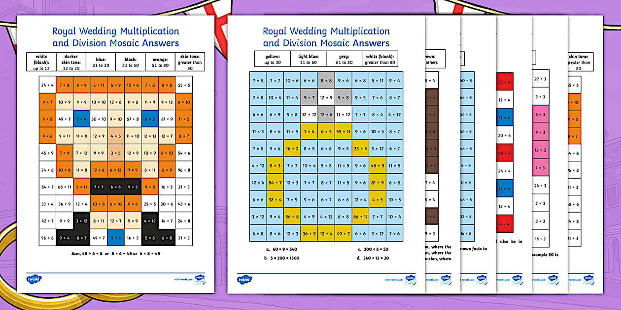 LKS2 Royal Wedding Multiplication Tables and Division Facts Maths Mosaic