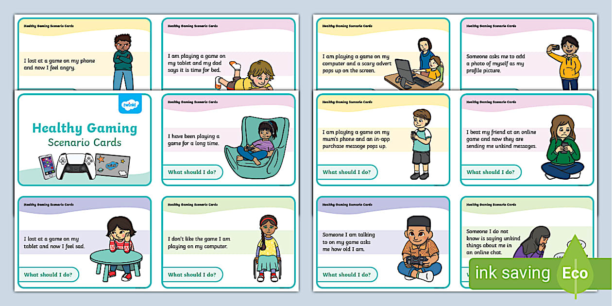 KS1 Healthy Gaming Scenario Cards (teacher made) - Twinkl
