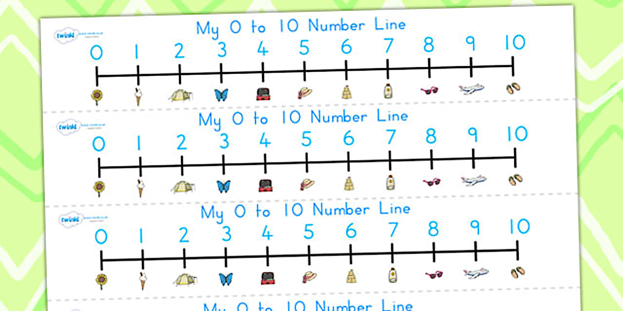 Summer Number Line 0-10 (teacher made) - Twinkl