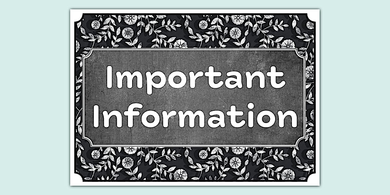 Chalkboard-Themed Important Information Display Poster