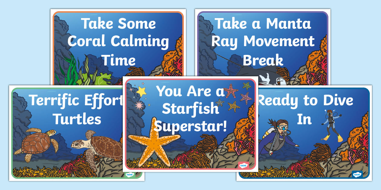 Ocean-Themed Behaviour Peg Chart (professor feito) - Twinkl