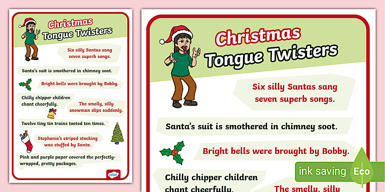 Christmas Tongue Twisters Poster (teacher made) - Twinkl