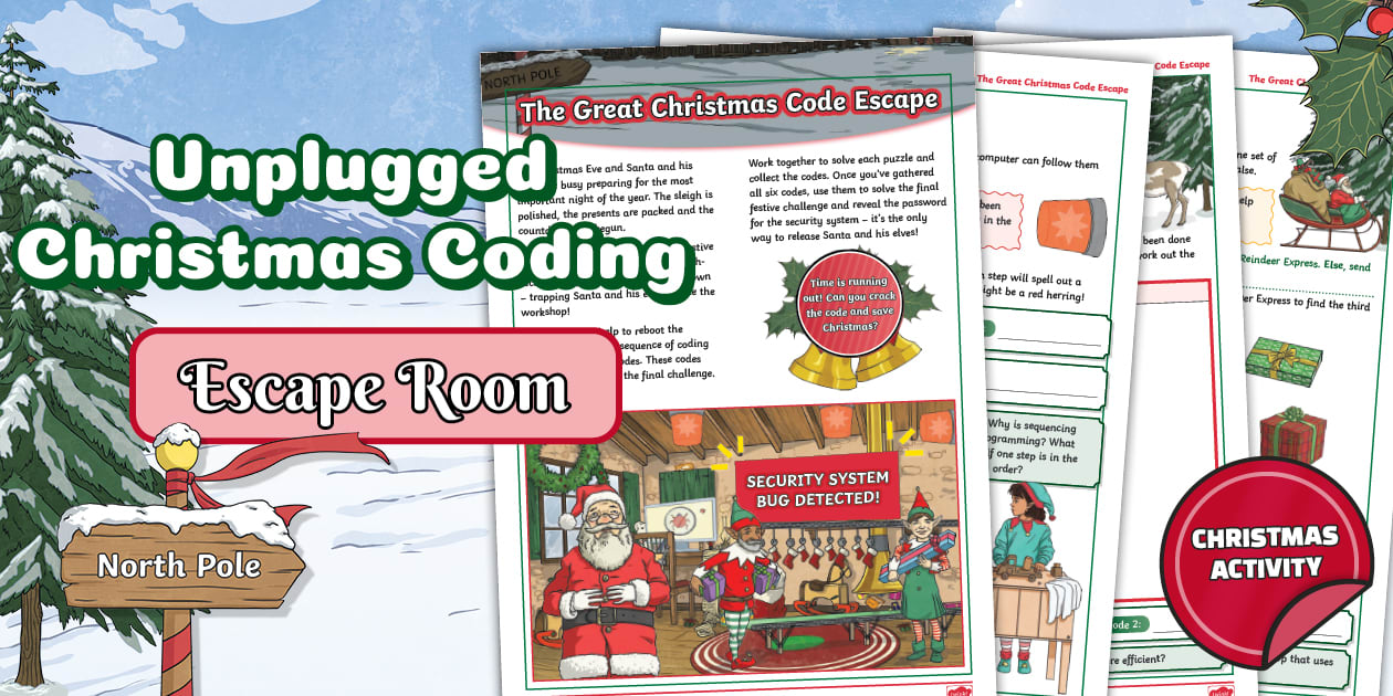 KS2 Unplugged Christmas Coding Escape Room - Computing