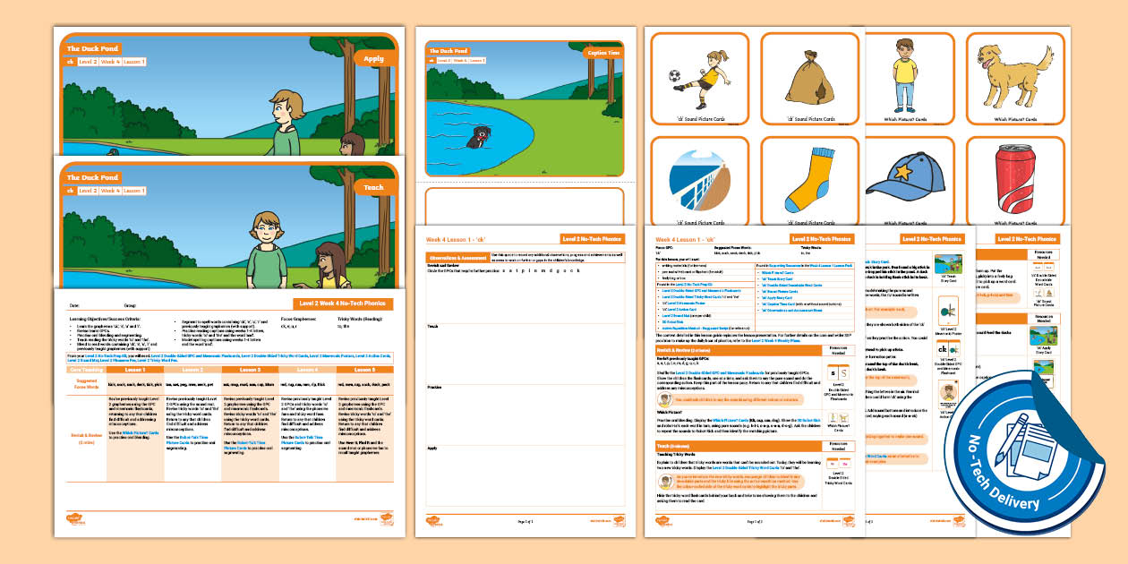 'ck' No-Tech Lesson Pack - Level 2 Week 4 Lesson 1