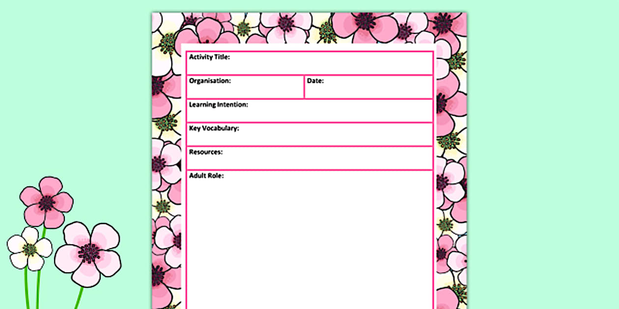 Spring Themed Adult Led Carpet Based Activity Planning Template