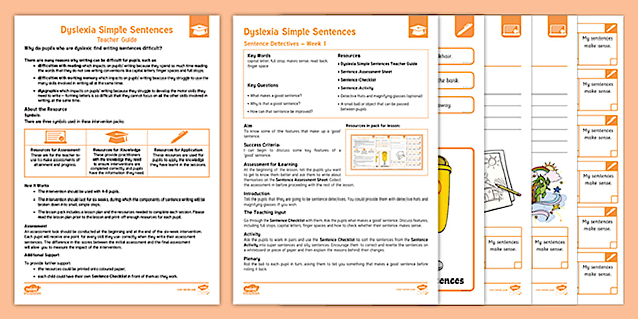 Pack One Dyslexia Simple Sentences: Sentence Detective Activity Pack