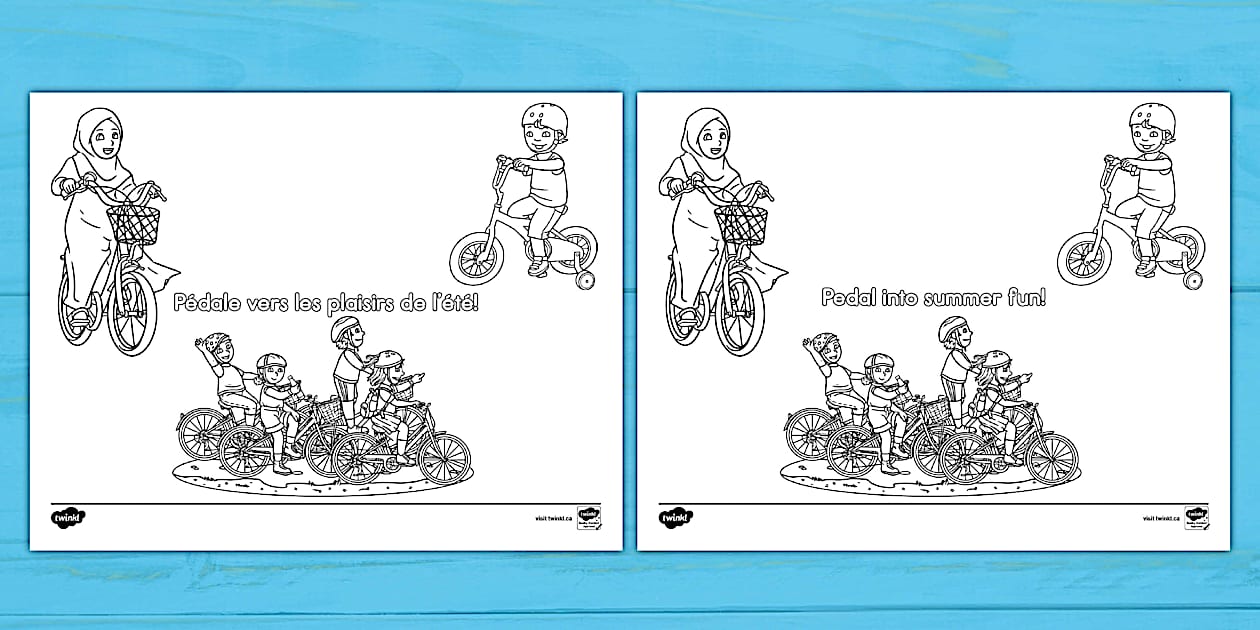 Summer Bike Rides Colouring Page (Teacher-Made) - Twinkl