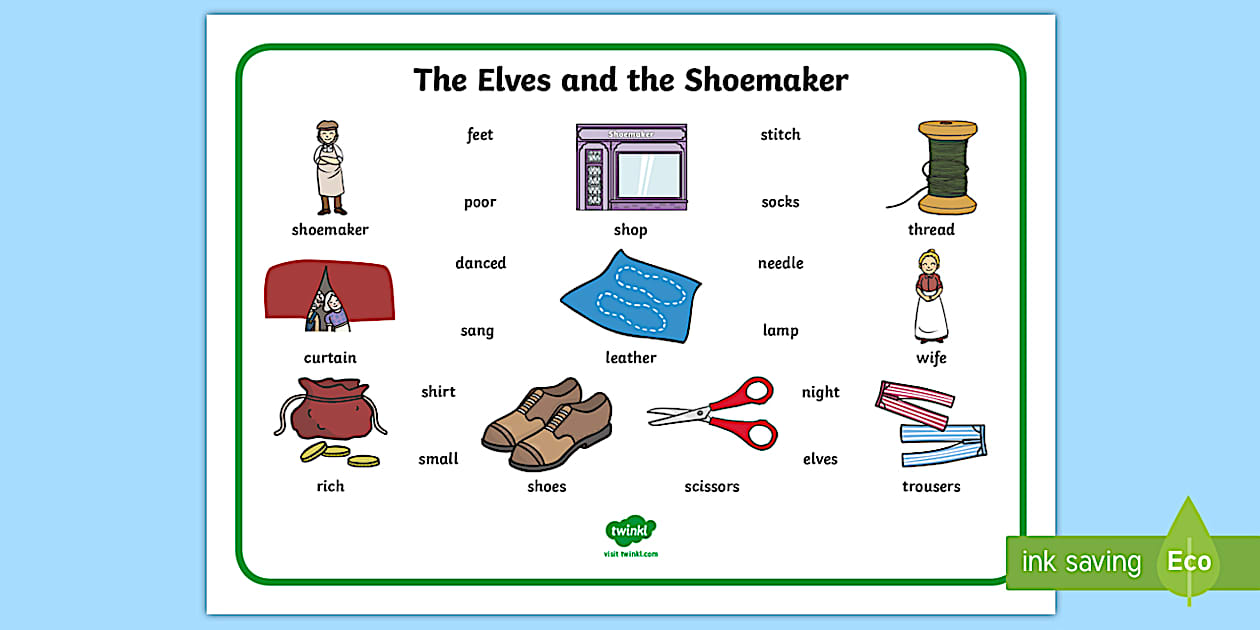 Editable The Elves and the Shoemaker Word Mat - Twinkl