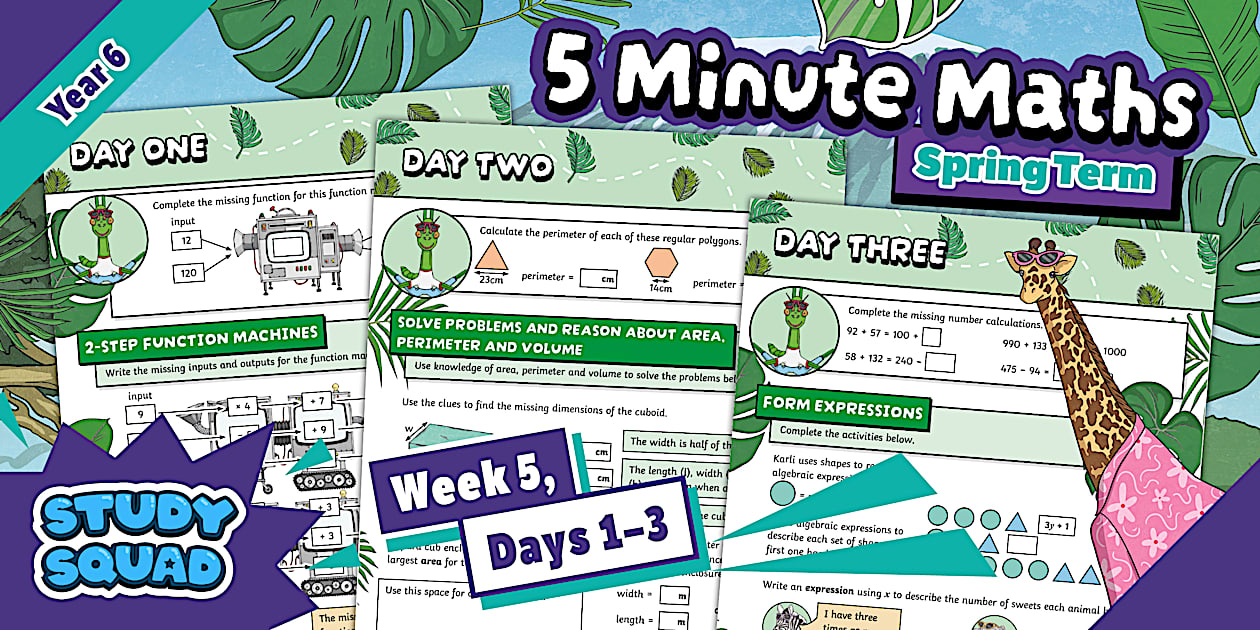 👉 Study Squad 5 Minute Maths - Year 6 Spring - Week 5 Days 1-3