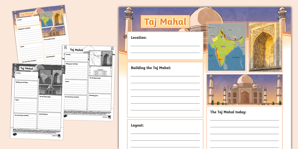 Taj Mahal Fact File Template,Taj Mahal (teacher made)