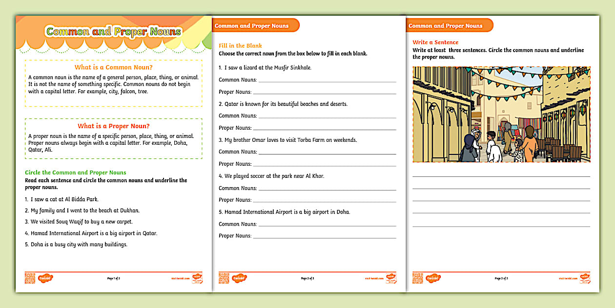 Common and Proper Nouns Activity Sheet (teacher made)