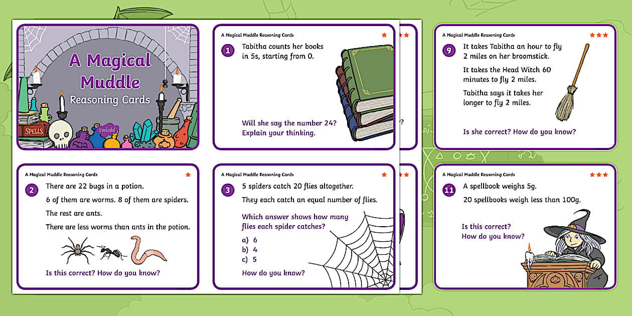 Editable A Magical Muddle Year 2 Reasoning Differentiated Challenge Cards