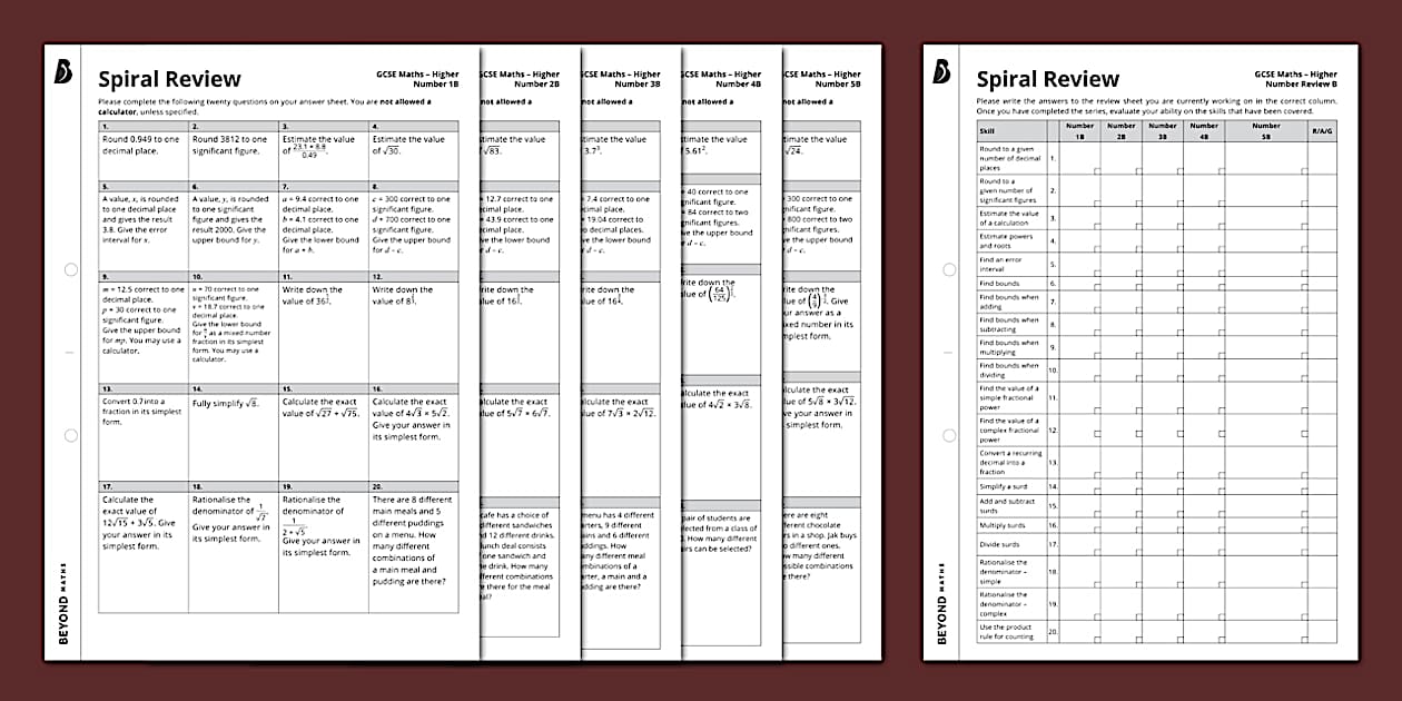 👉 Higher GCSE Number Spiral Review B | Beyond Maths