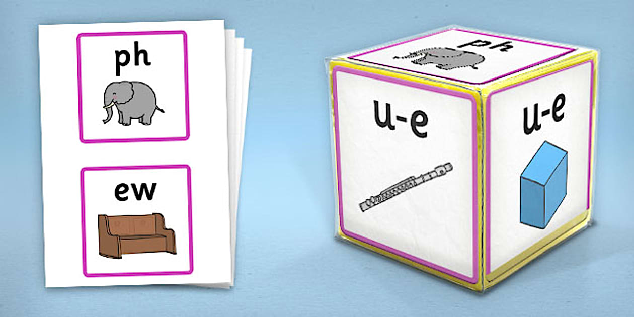 Cursive Giant Foam Dice Squares Phase 5 Sounds - Twinkl