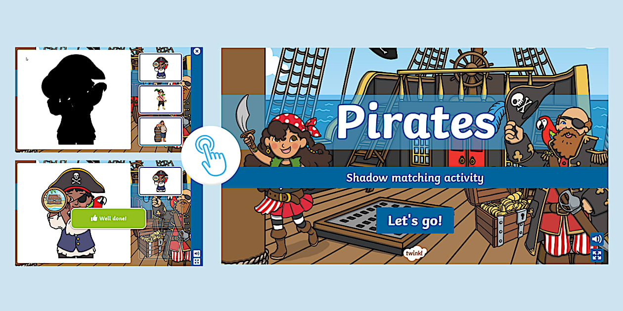 Pirates Interactive Shadow Matching (teacher made) - Twinkl