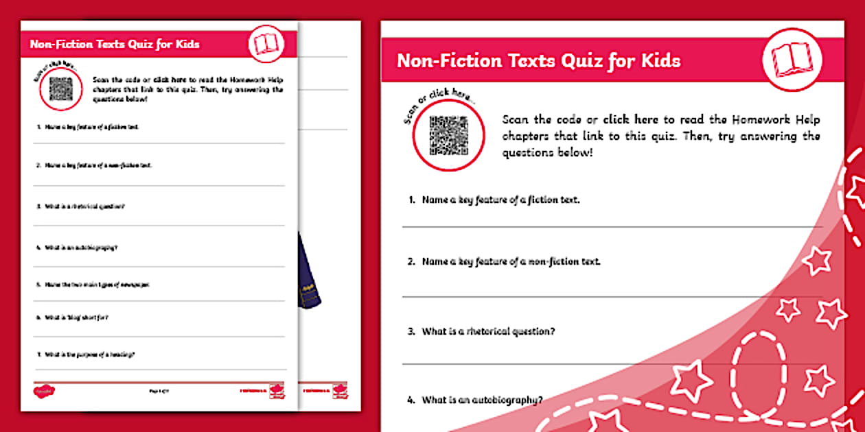 Elements of Non-Fiction Quiz for Kids (teacher made)
