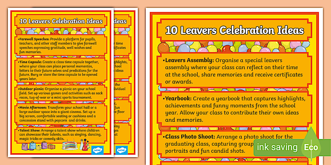 Top Ten Leaver Celebration Ideas