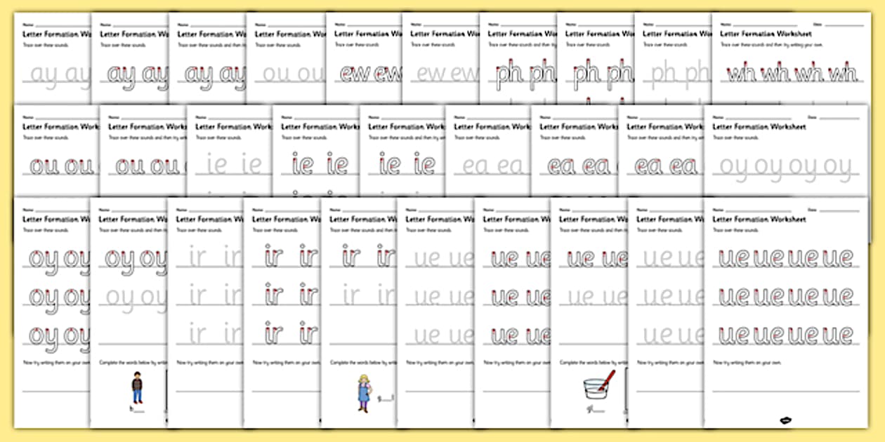 Precursive Phase 5 Sounds Letter Formation Worksheets SEN