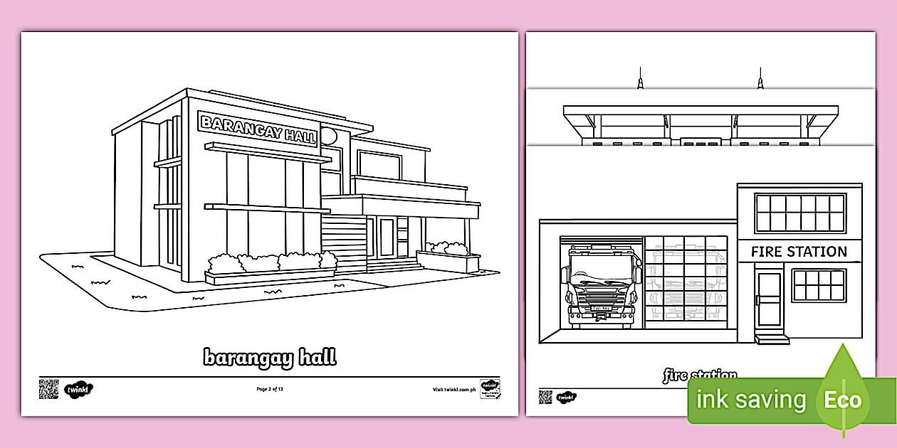 Places in the Community Coloring | Kinder | Twinkl - Twinkl
