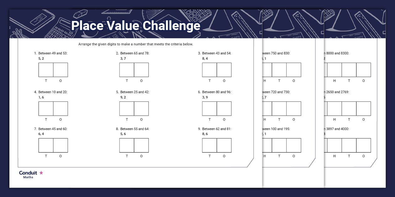Reinforcing Place Value: 2, 3 and 4-Digit Challenge Activity
