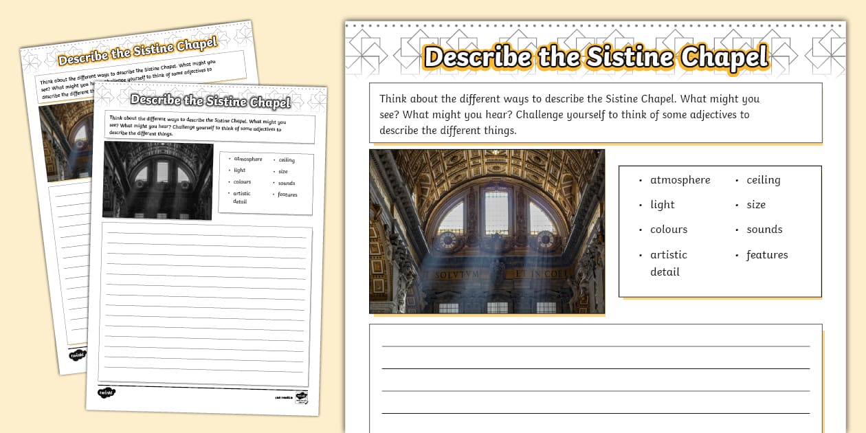 * NEW * Describe the Sistine Chapel Worksheet (Teacher-Made)