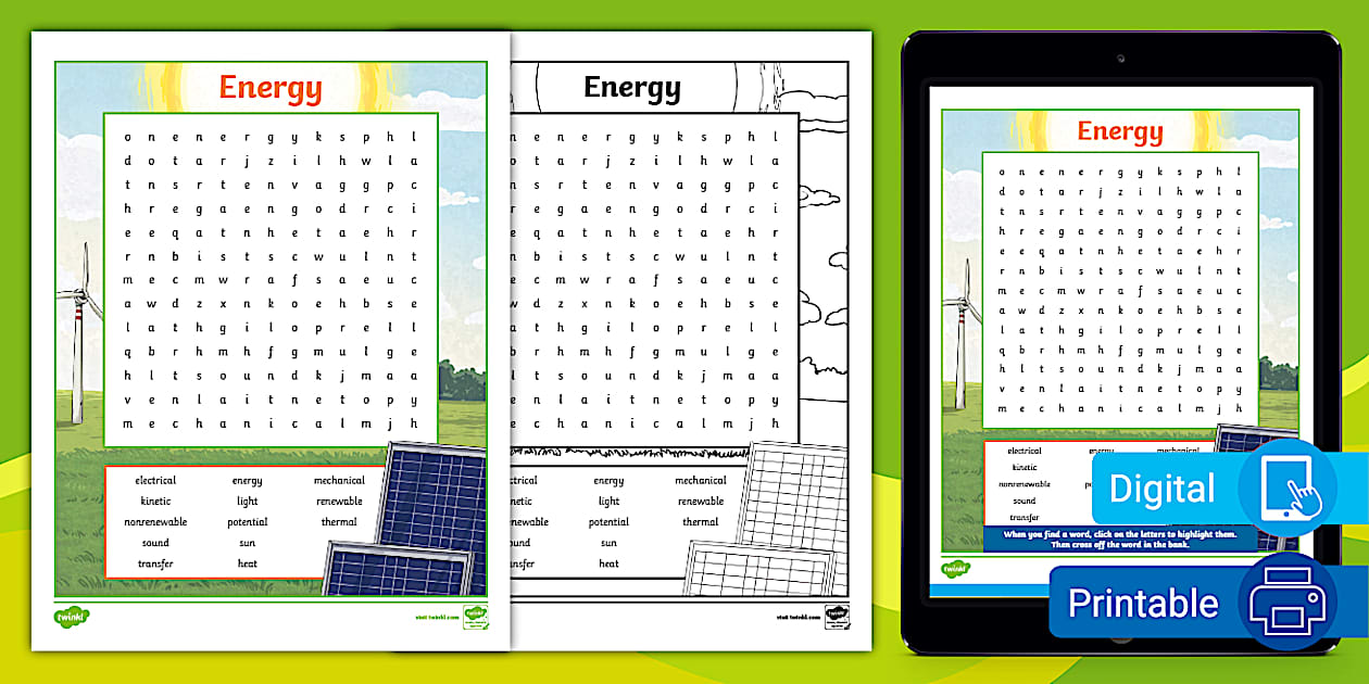 Third Grade Energy Word Search (teacher made) - Twinkl