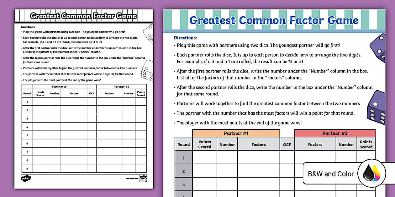 Greatest Common Factor Game | Math Resource | Twinkl USA