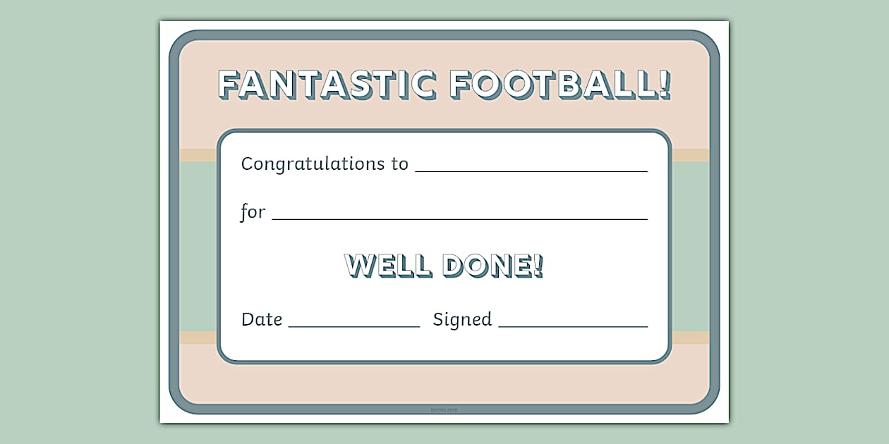 3D Effect Themed Football Certificate (teacher made)