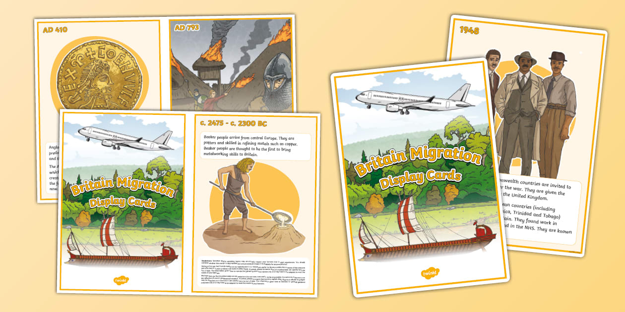 Britain Migration Timeline Display Cards - KS2 - History