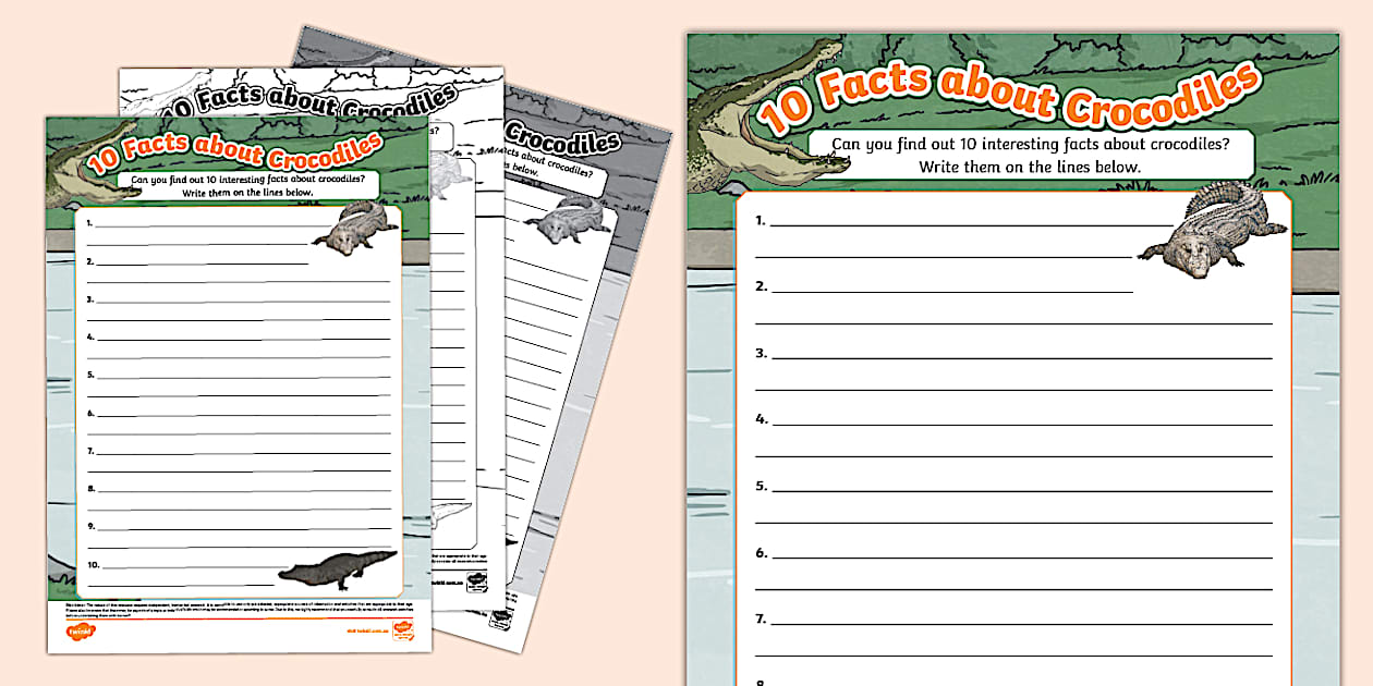 10 Interesting Facts about Crocodiles Worksheet - Twinkl