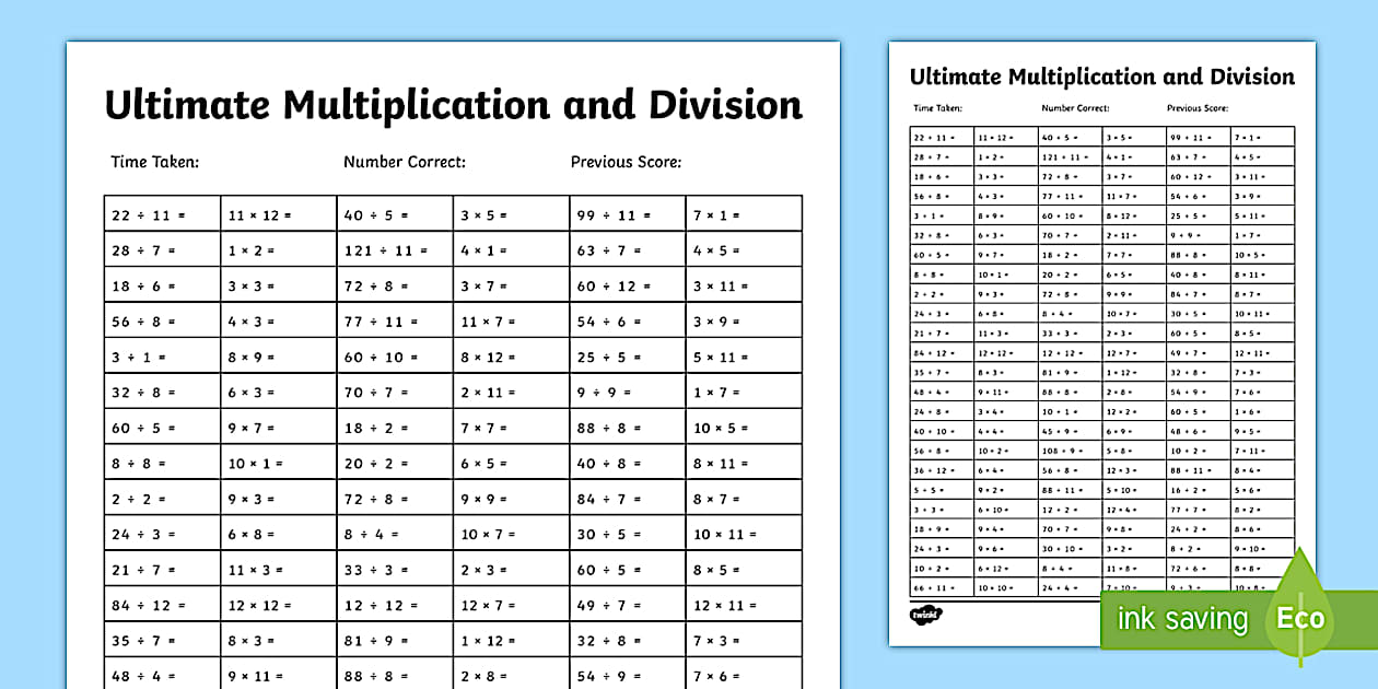 Ultimate Multiplication and Division Worksheet - Twinkl