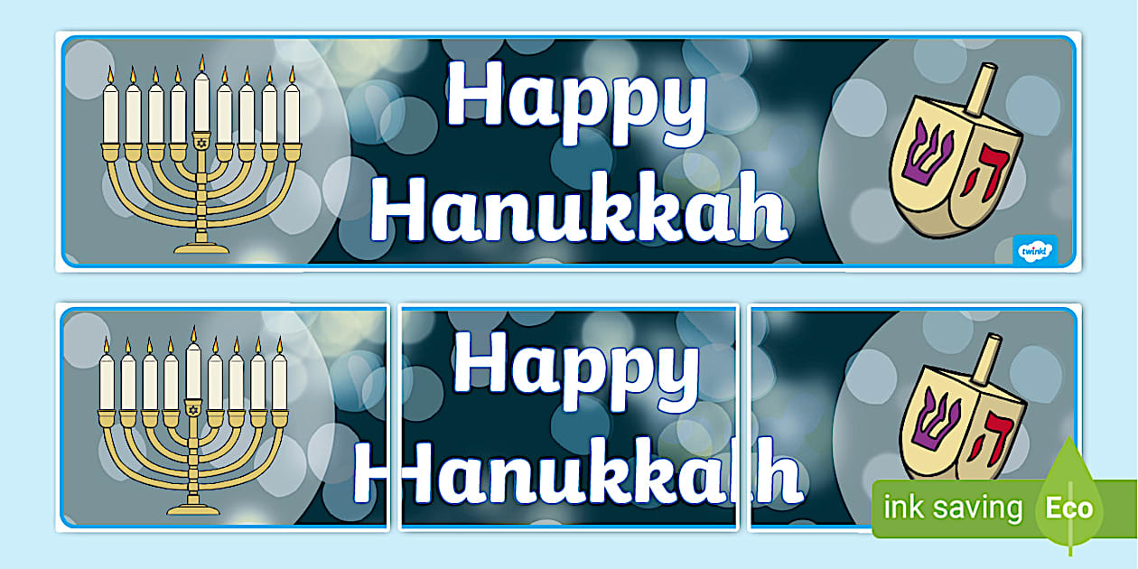 Happy Hanukkah Banner (teacher made) - Twinkl