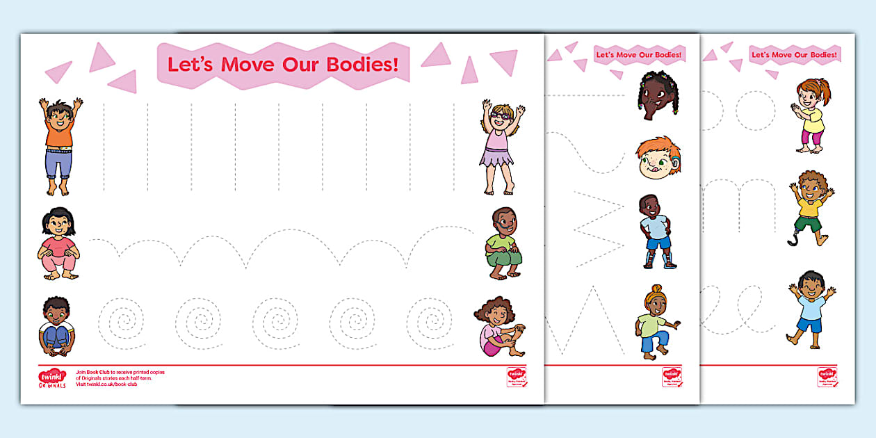 Let's Move Our Bodies! Pencil Control Sheets (Teacher-Made)