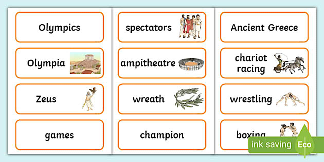 Ancient Olympics Word Cards