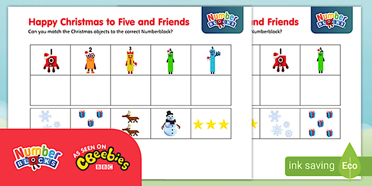 FREE! - 👉 Numberblocks: Christmas 1 to 5 Cut and Stick Activity