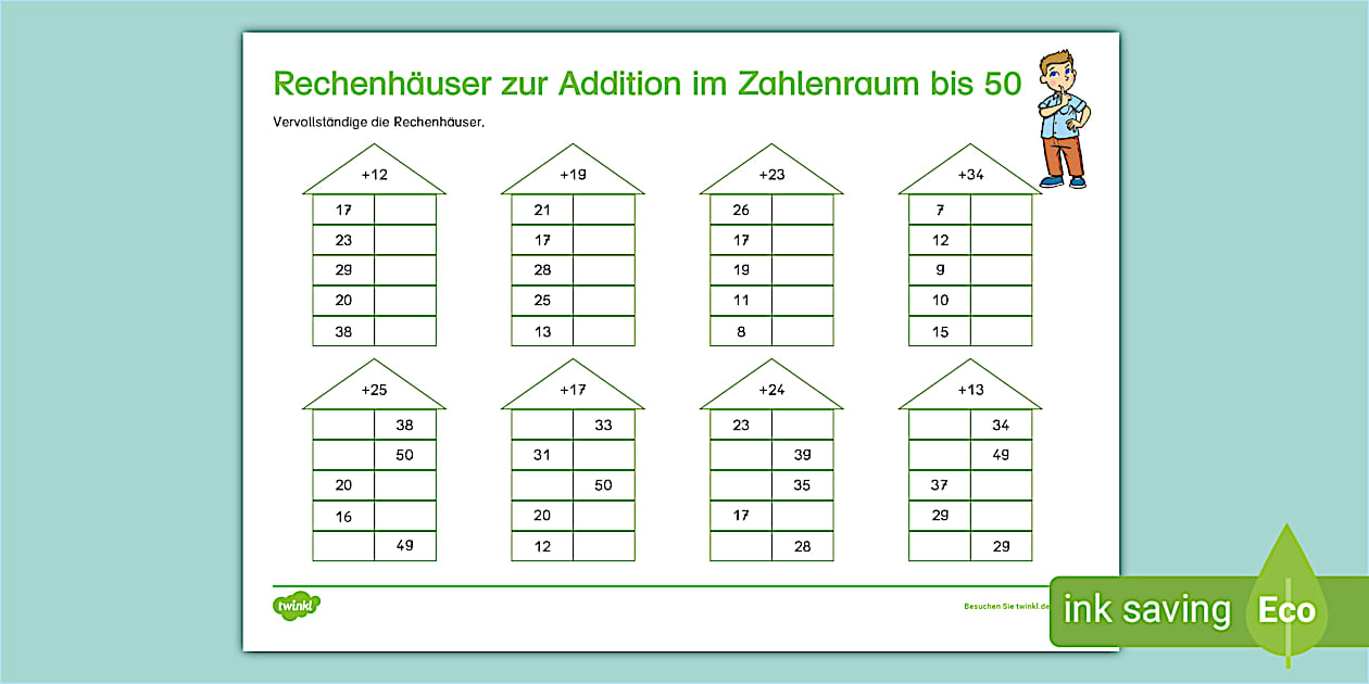 Rechenhäuser zur Addition im Zahlenraum bis 50 I Mathematik